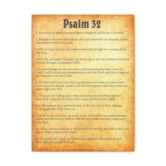 Express Your Love Gifts | Art | Scripture Sign Psalm 32 Chapter Gold Bible Canvas Christian Wall ...
